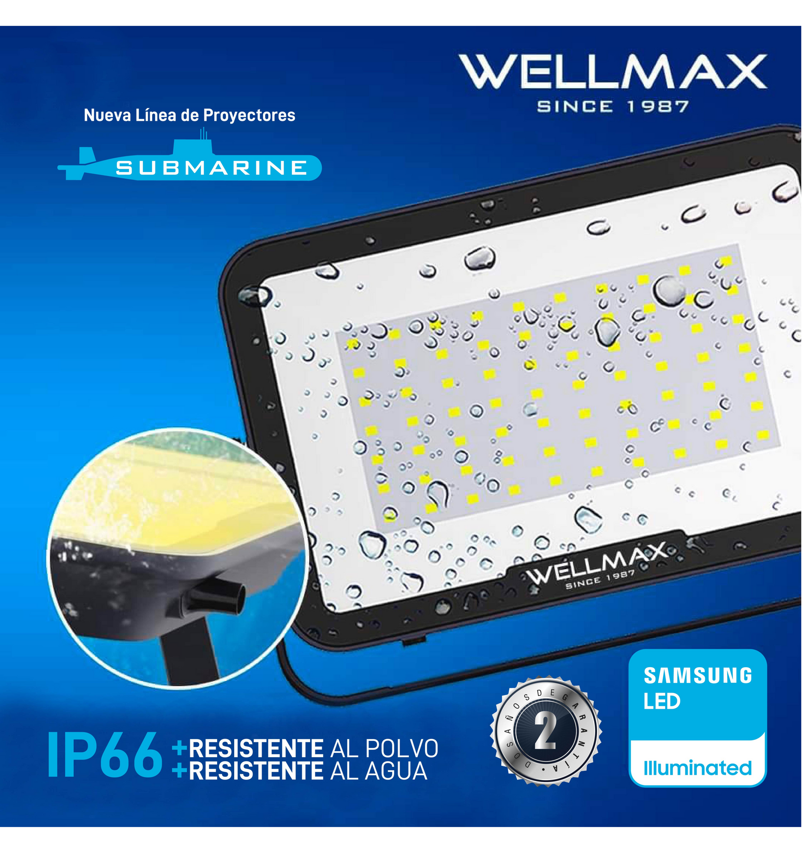 FOCO LED EXTERIOR WELLMAX LINEA SUBMARINE 150W – SPOTLED